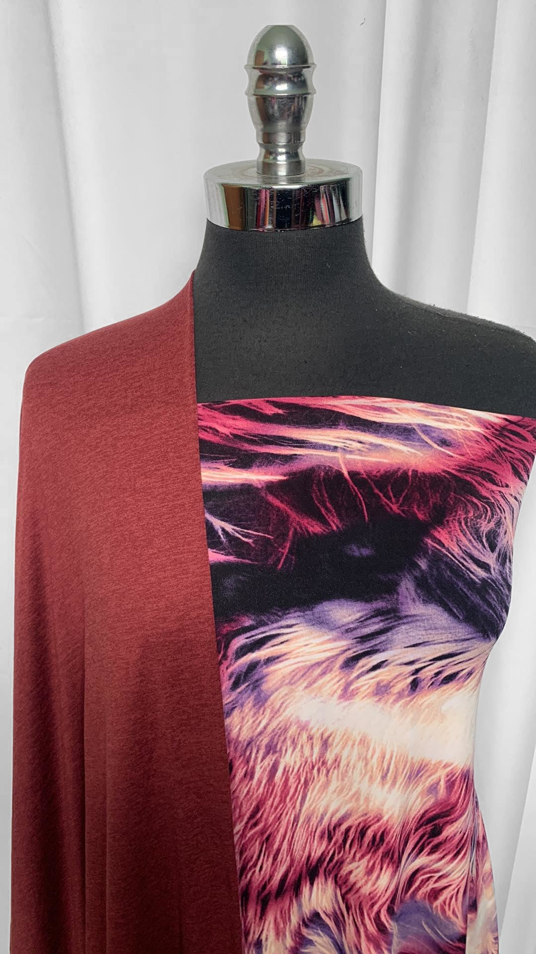 BURGUNDY/FUR BUNDLE : 2YD Fuchsia/Purple Fur Print ITY & 1.5YD Burgund ...