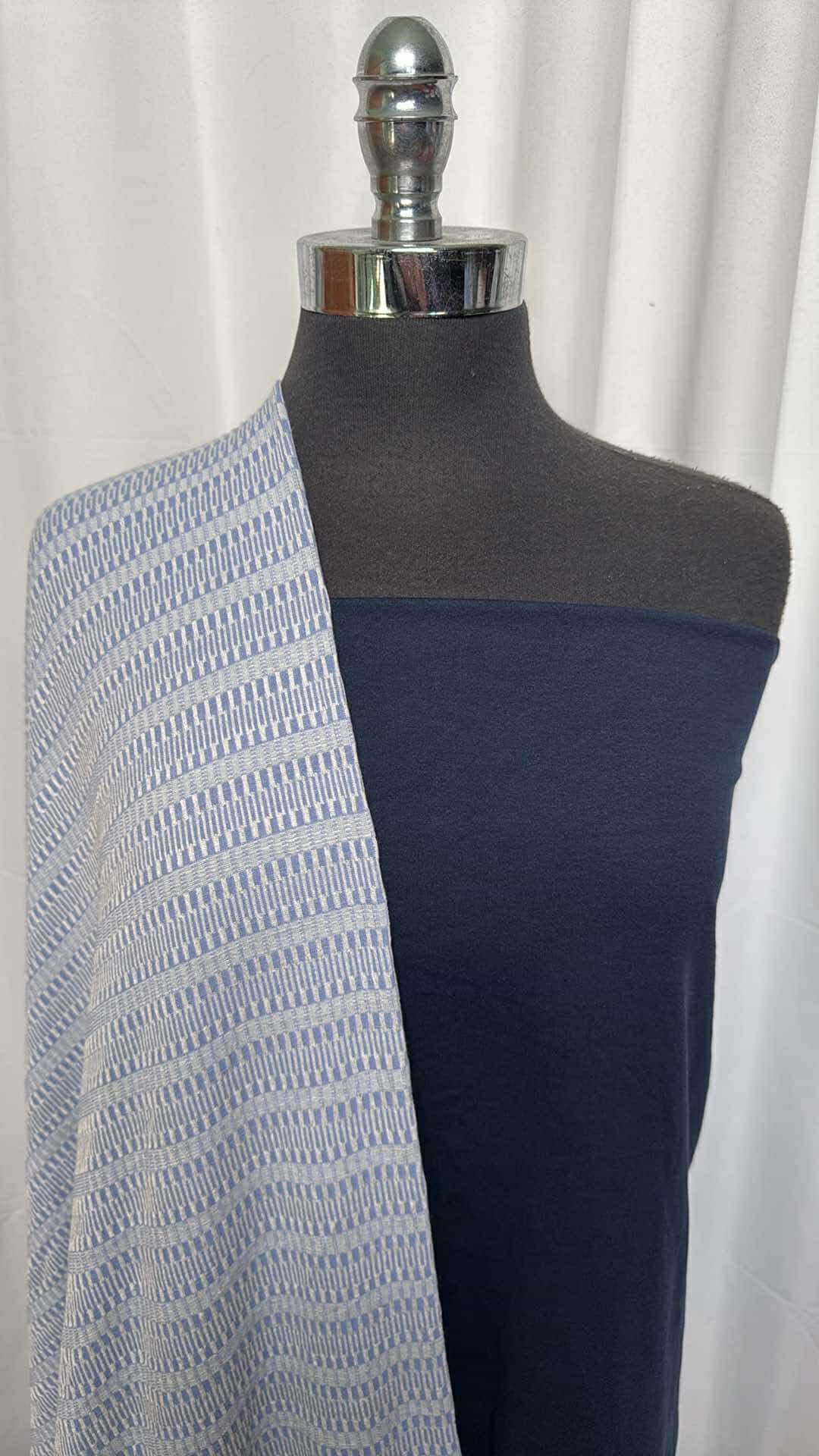 NAVY/GEO JACQUARD BUNDLE : 1+YD Navy Peached PF & 2YD Geo Jacquard PRS ...