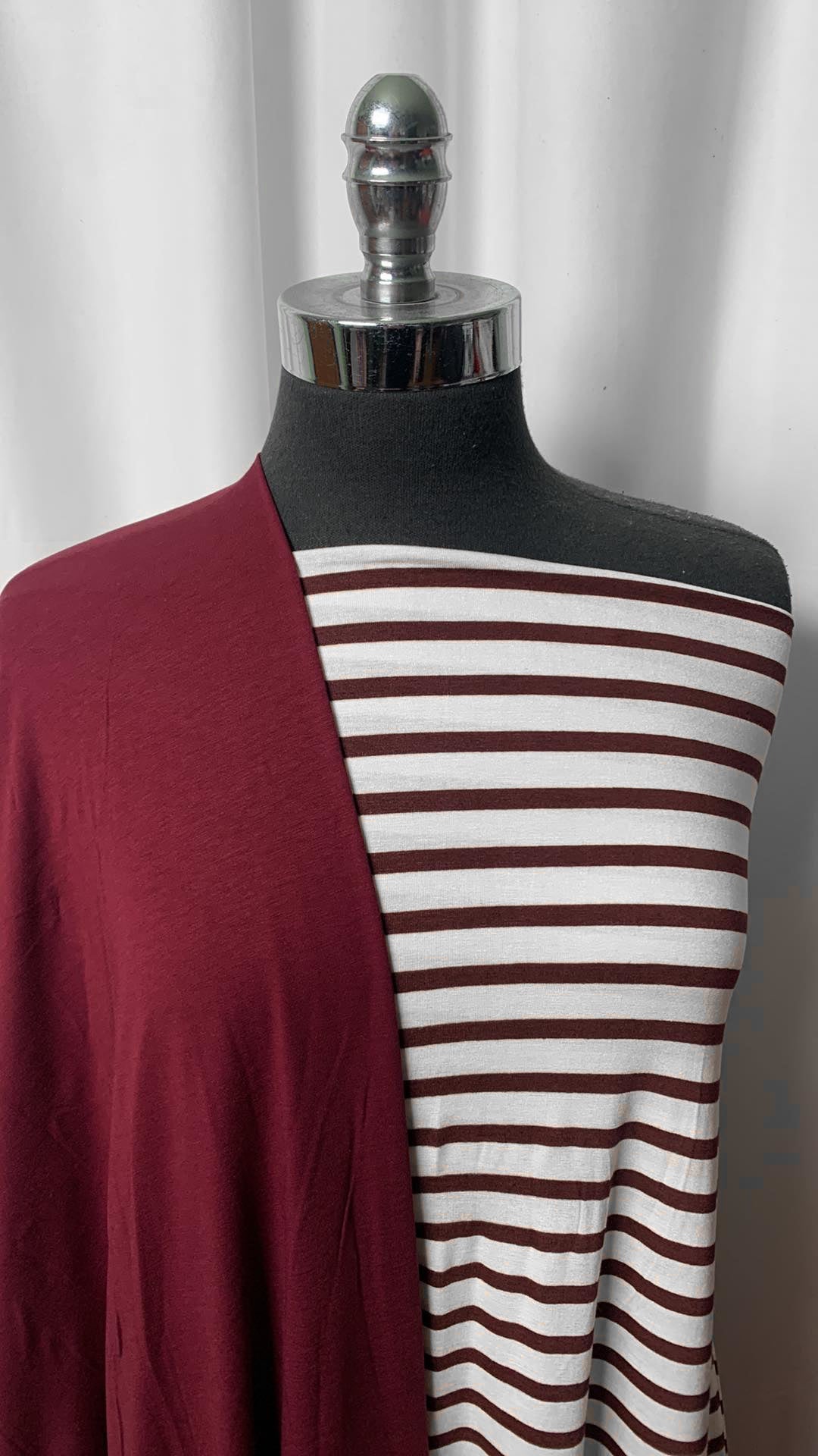 BURGUNDY/STRIPE BUNDLE : 2YD Burgundy Stripe R/S & 2YD Burgundy MVC : – Amandasbundles.com