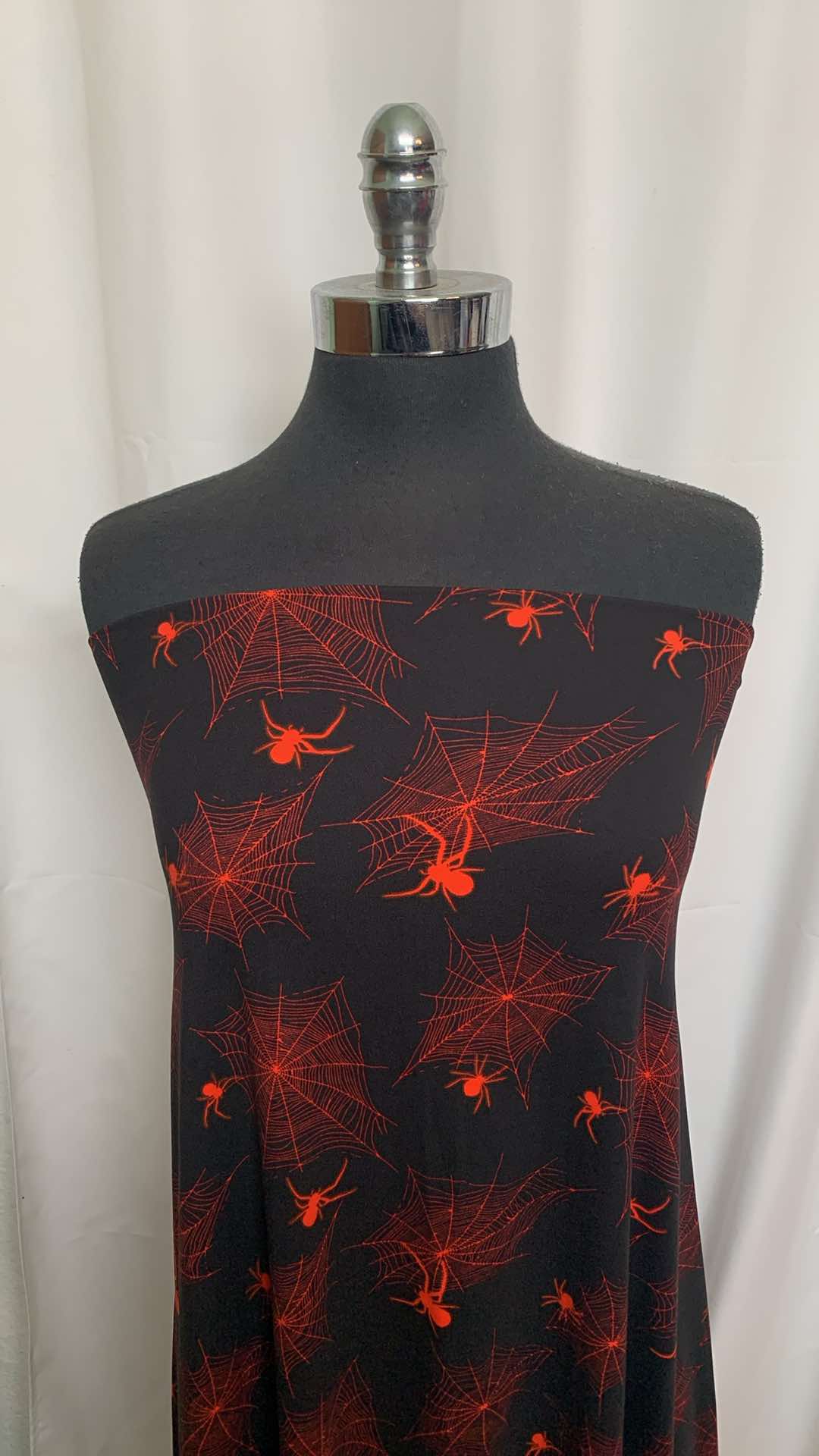 Red/Black Spider Webs - Double Brushed Poly Spandex - 2 Yard Cut ...