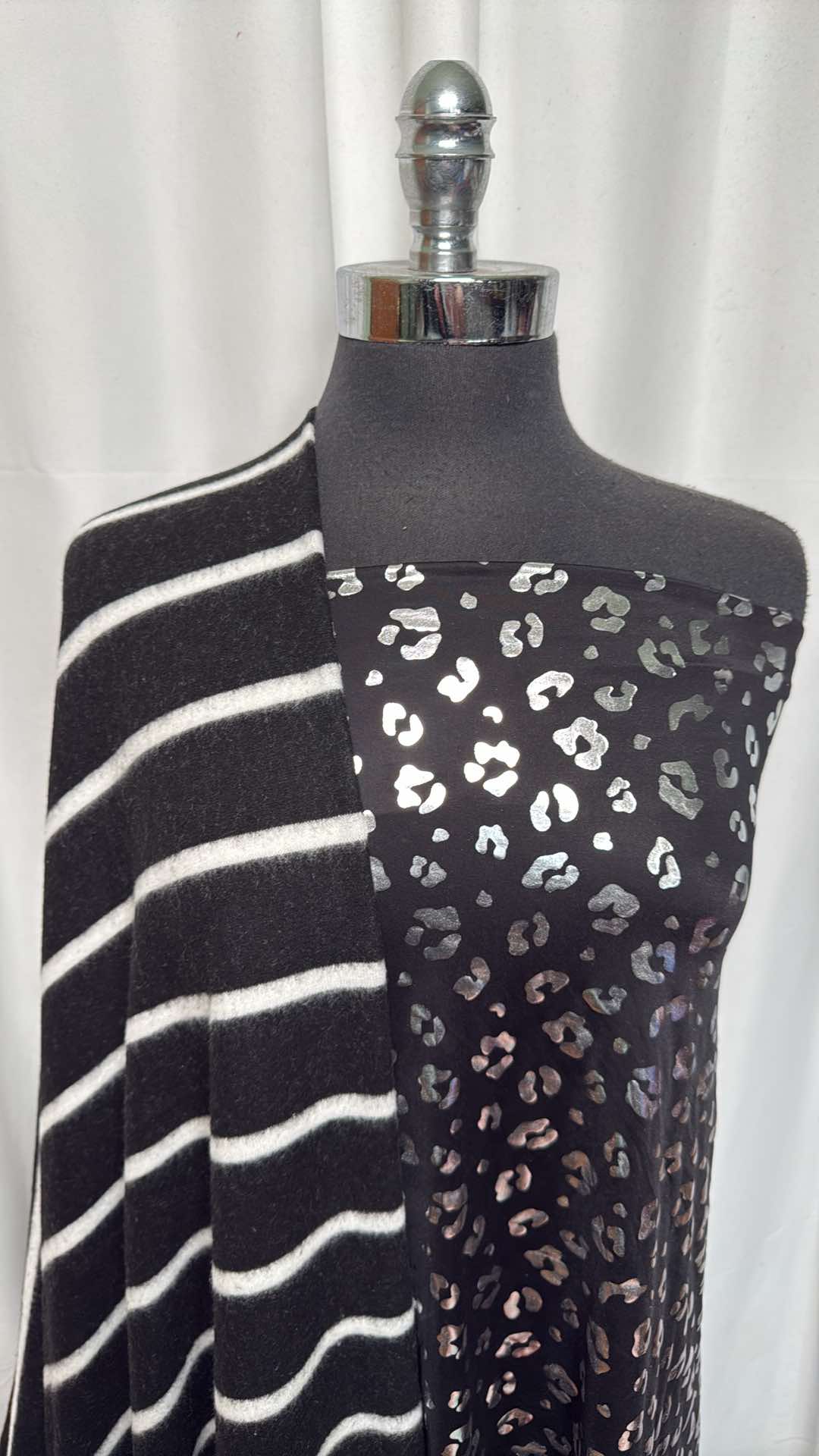 FOIL LEOPARD/STRIPE BUNDLE : 1YD Black Foil Leopard ITY & 2YD Black St ...