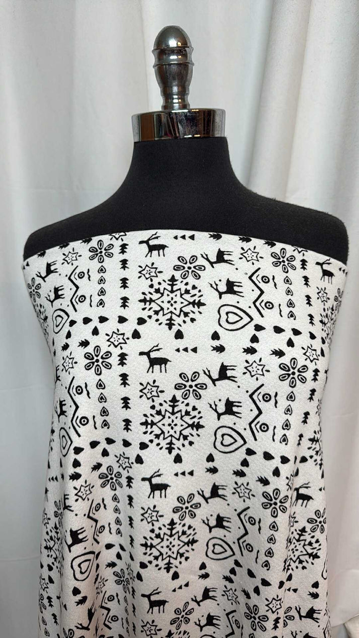Black/White Winter - Cotton French Terry - 2 Yard Cut – Amandasbundles.com