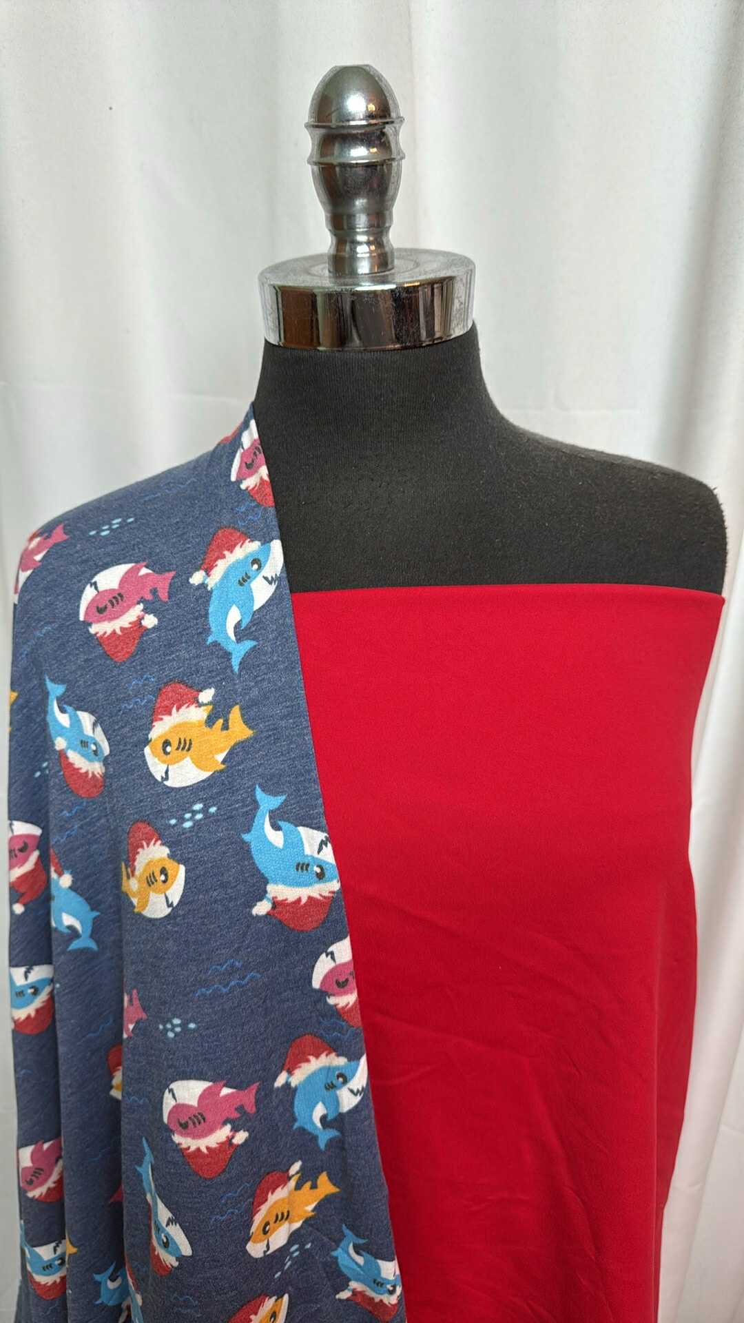 RED/SANTA SHARKS BUNDLE : 1+YD Santa Sharks PRS FT & 1YD Red Peached P ...