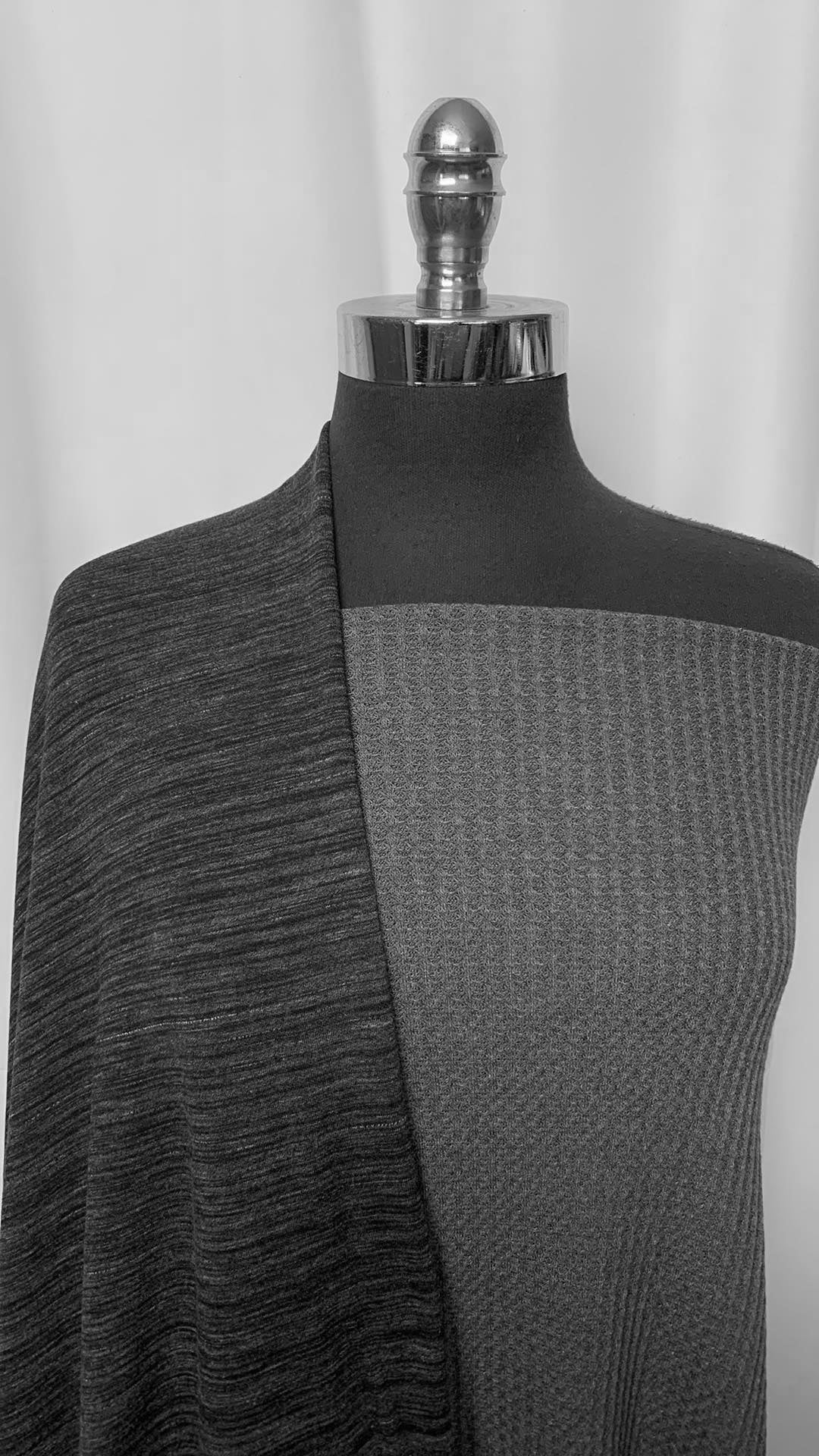 CHARCOAL/SPACE DYE BUNDLE : 2YD Charcoal Waffle & 1.5YD Space Dye Brus ...