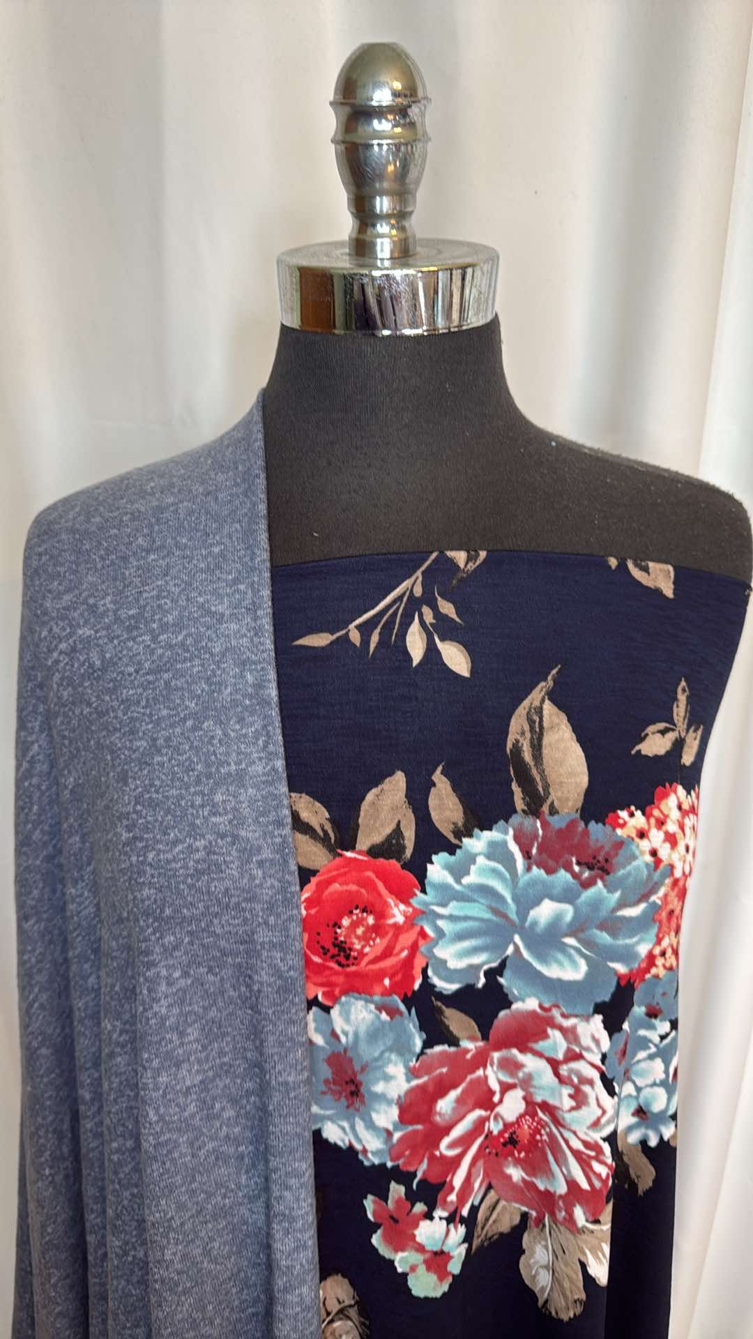 DENIM/NAVY FLORAL BUNDLE : 2YD Denim Brushed Hacci SK & 2YD Navy Flora ...