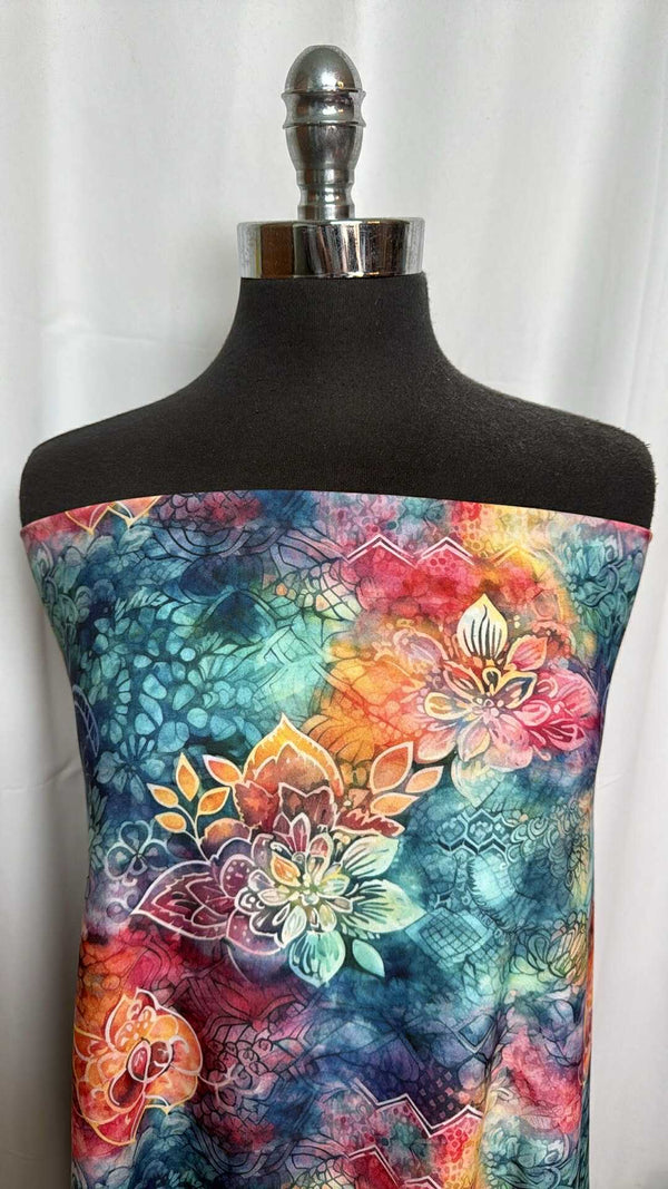 Painted Lotus Batik - Poly/Spandex Single-Brushed Performance - 2 Yard ...
