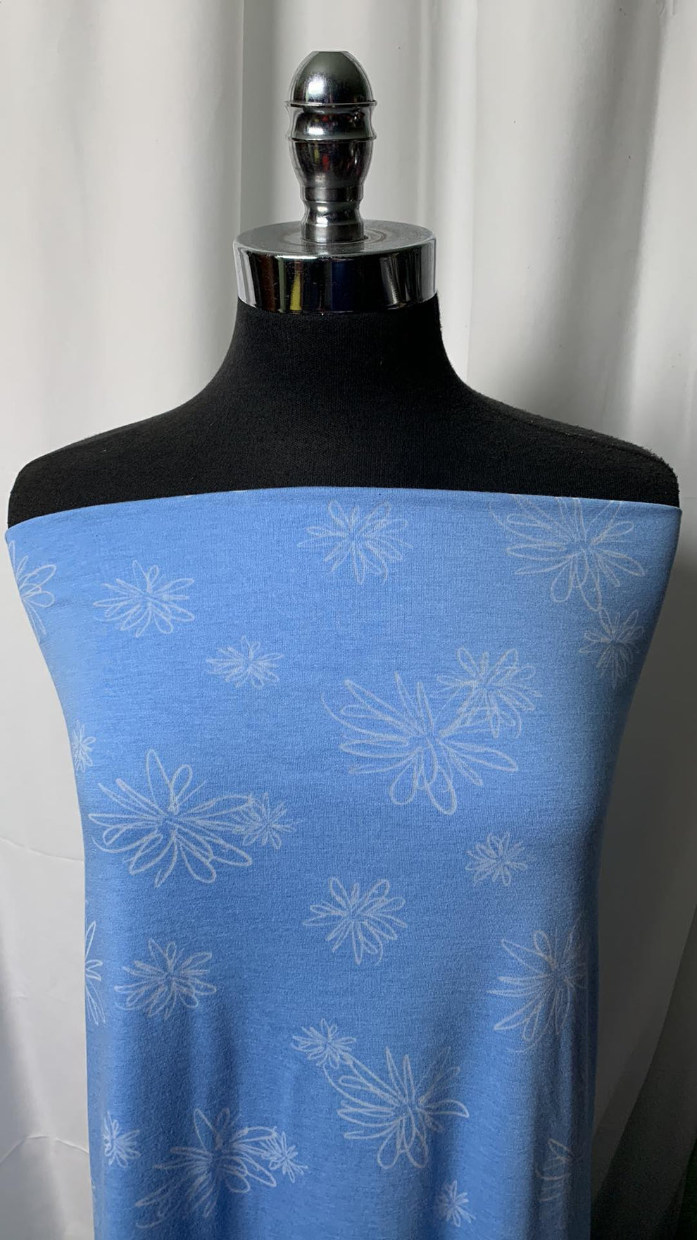 Light Blue Floral Burnout - Bamboo/Poly - By the Yard – Amandasbundles.com