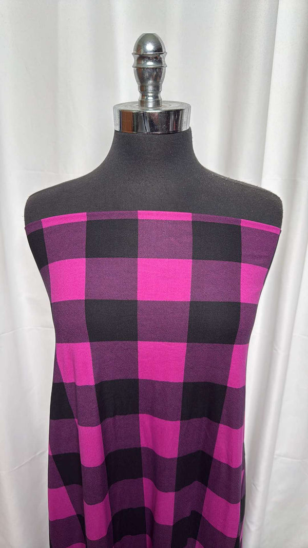 Purple/Black Buffalo Plaid - Double Brushed Poly Spandex - 2 Yard Cut ...